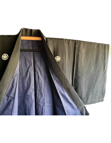 Men's Japanese Kimono - Kamon Omodaka - Antique, Silk, Samurai ...